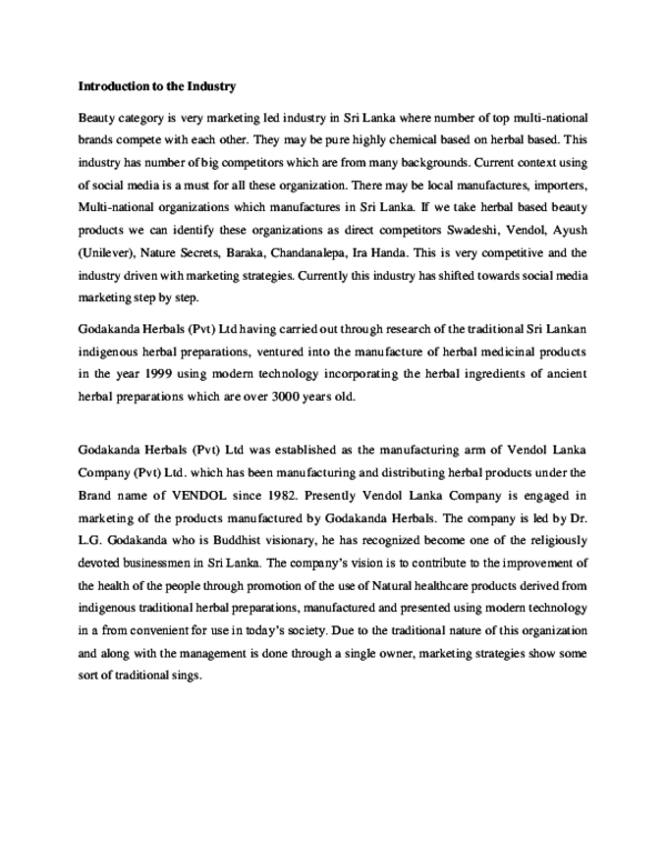 (DOC) Introduction to the Industry