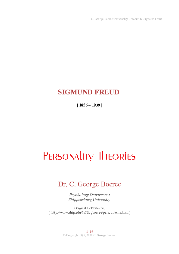 (PDF) Sigmund freud personality theories