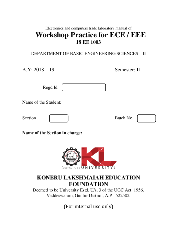 (PDF) Electronics and computers trade laboratory manual of Workshop ...