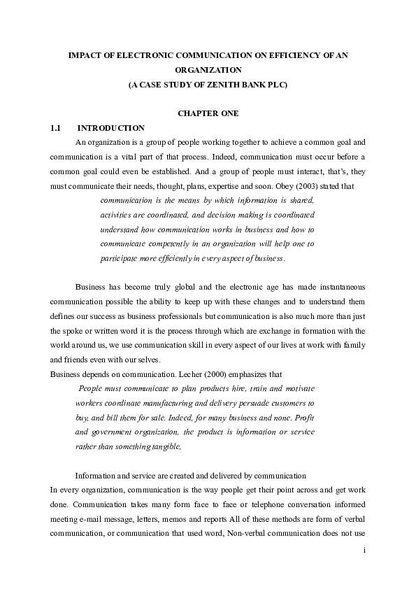 (DOC) IMPACT OF ELECTRONIC COMMUNICATION ON EFFICIENCY OF AN ...