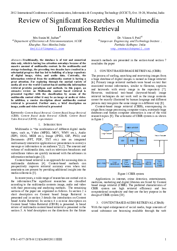 (PDF) Review of Significant Researches on Multimedia Information Retrieval