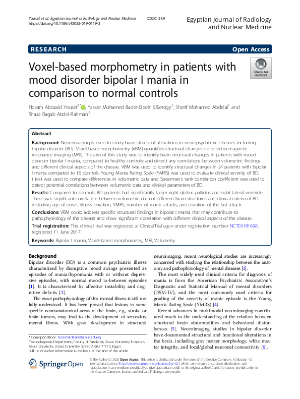 (PDF) Voxel-based morphometry in patients with mood disorder bipolar I mania in comparison to ...