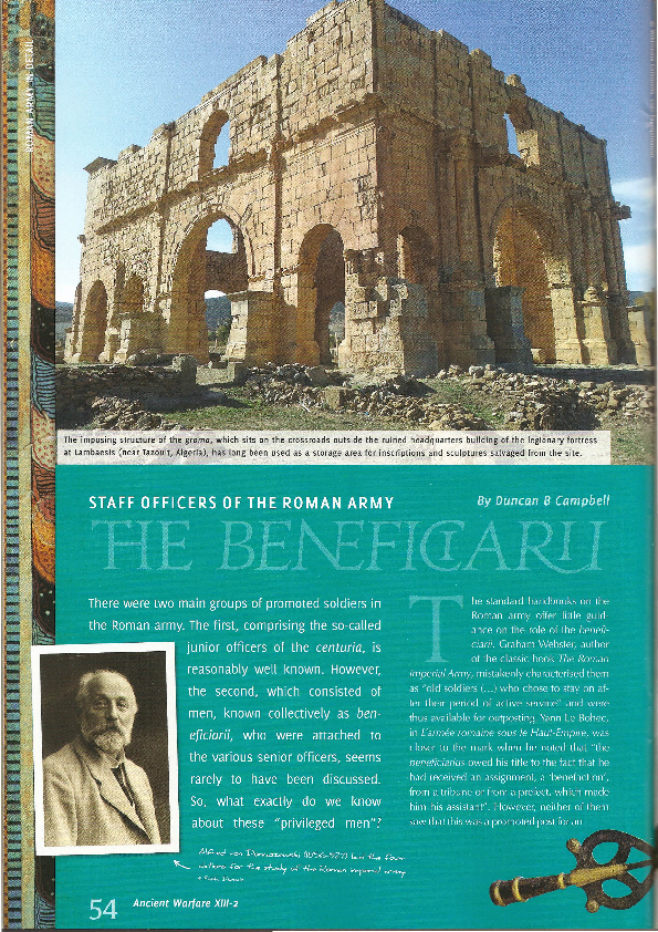(PDF) The Roman Army in Detail: The Beneficiarii - staff officers of ...