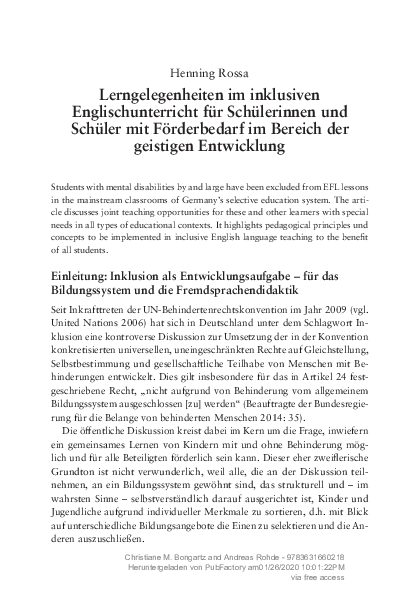 (PDF) Lerngelegenheiten im inklusiven Englischunterricht für ...