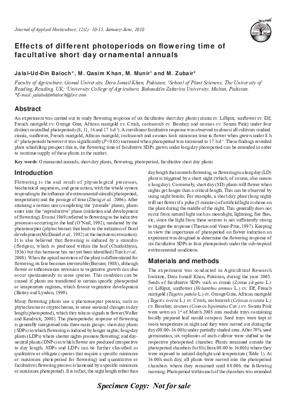 (PDF) Effects of different photoperiods on flowering time of ...