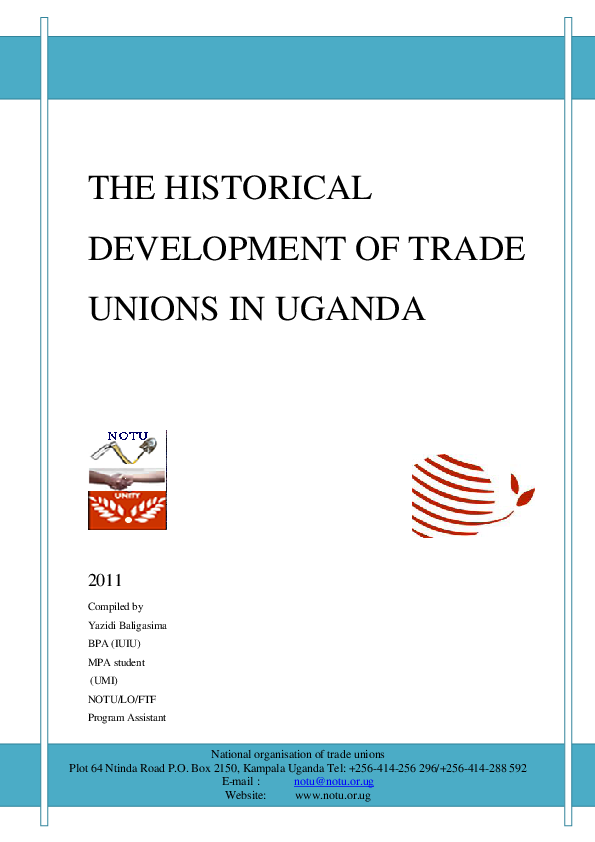 (PDF) THE HISTORICAL DEVELOPMENT OF TRADE UNIONS IN UGANDA 2011 ...