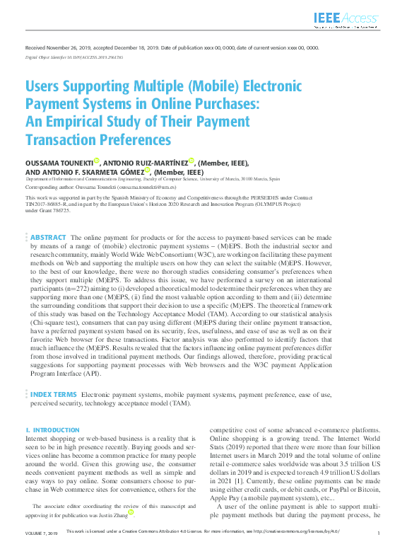(PDF) Users Supporting Multiple (Mobile) Electronic Payment Systems in Online Purchases: An ...