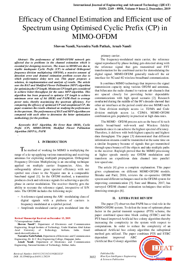 (PDF) Efficacy of Channel Estimation and Efficient use of Spectrum ...