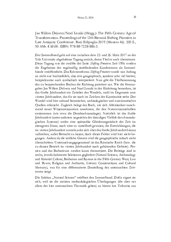 (PDF) [Plekos 22, 2020] Review of: Jan Willem Drijvers/Noel Lenski (Eds ...