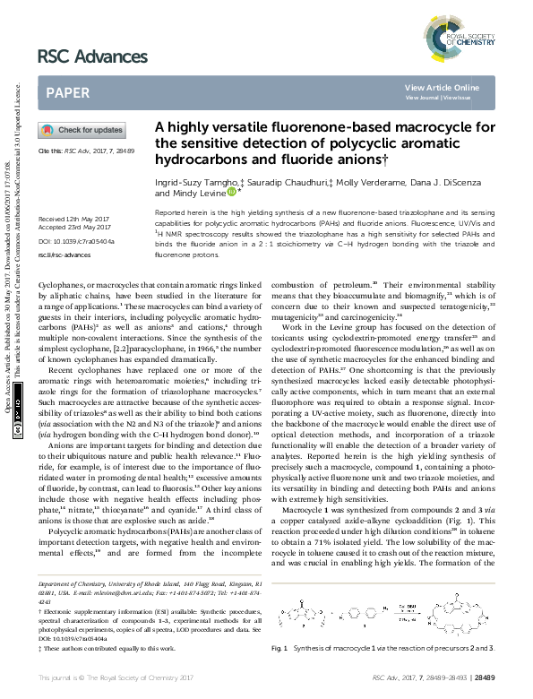 (PDF) A highly versatile fluorenone-based macrocycle for the sensitive detection of polycyclic ...