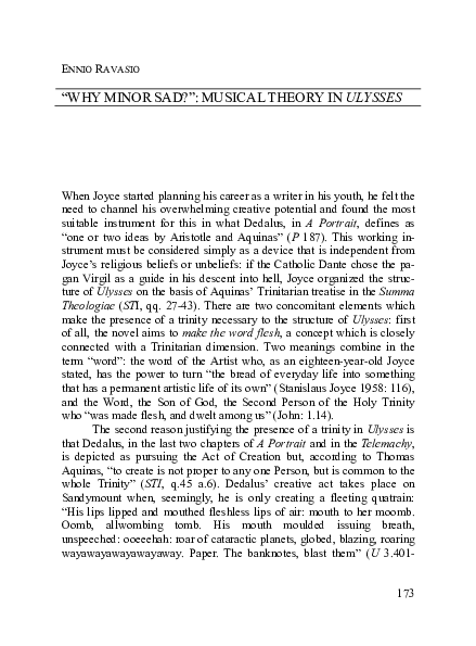 (PDF) "WHY MINOR SAD?": MUSICAL THEORY IN ULYSSES