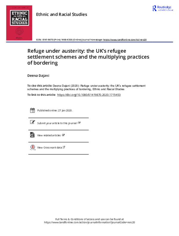 (PDF) Refuge under Austerity: the UK’s refugee settlement schemes and ...