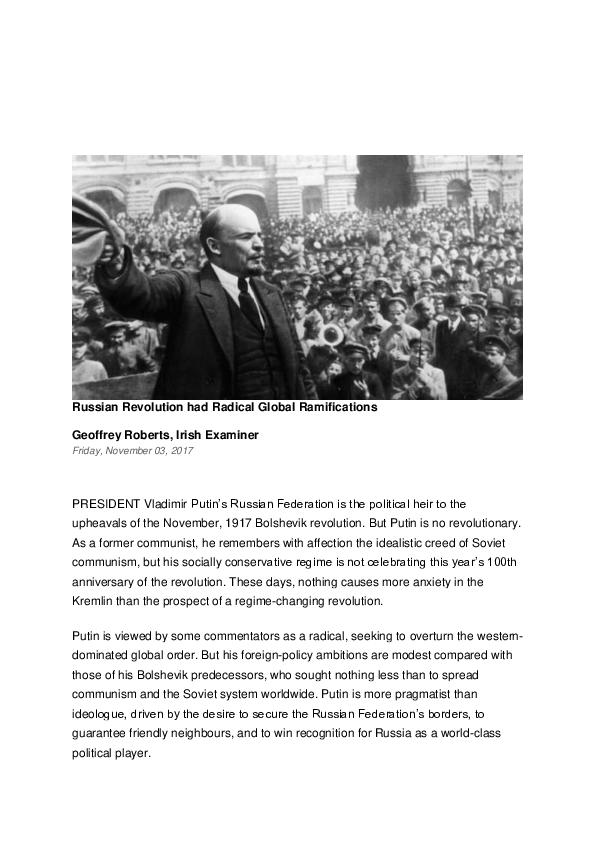 (PDF) Russian Revolution had radical global ramifications