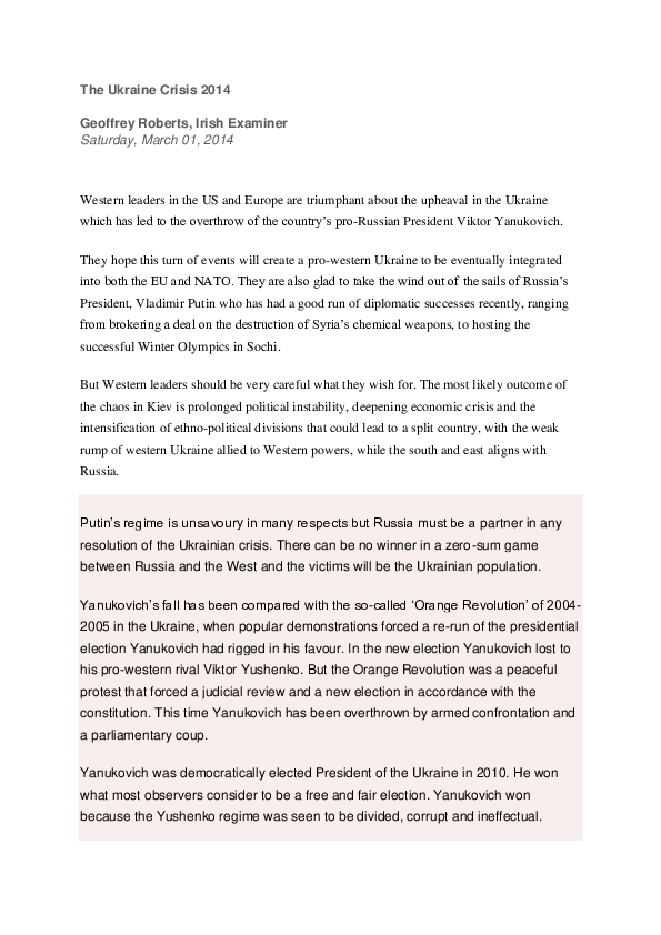(PDF) The Ukraine Crisis 2014