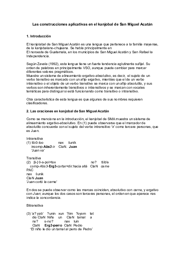 (DOC) Las construcciones aplicativas en el kanjobal de San Miguel Acatán