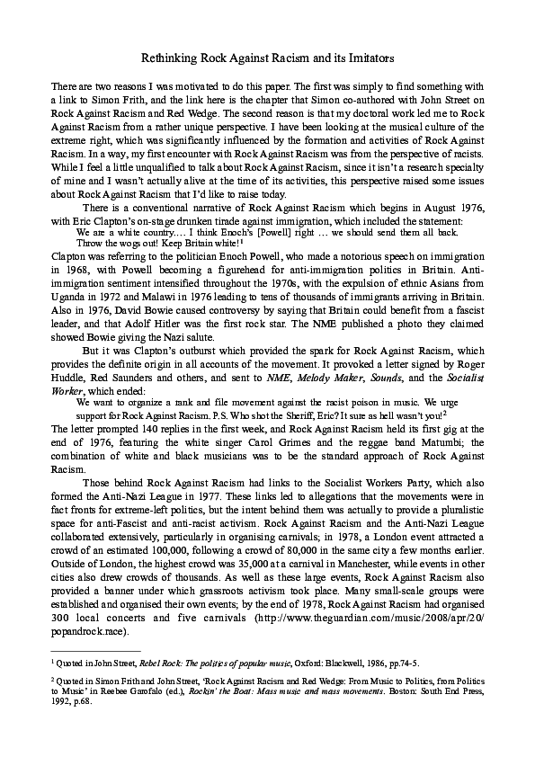 (PDF) Rock Against Racism and its Imitators