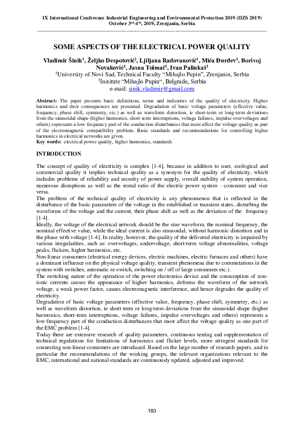 (PDF) SOME ASPECTS OF THE ELECTRICAL POWER QUALITY