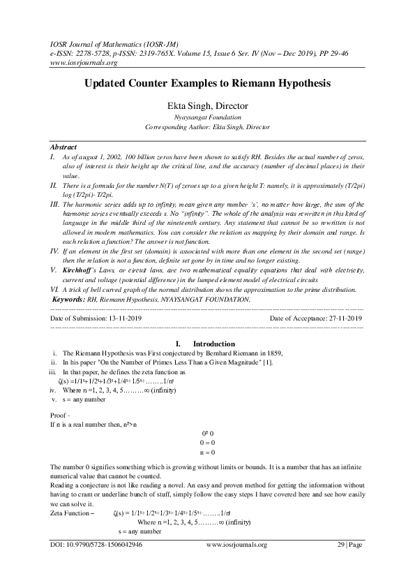 (PDF) Updated Counter Examples to Riemann Hypothesis