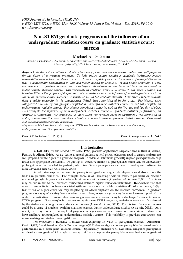 (PDF) Non-STEM graduate programs and the influence of an undergraduate ...