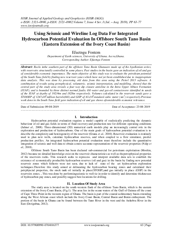 (PDF) Using Seismic and Wireline Log Data For Integrated Hydrocarbon ...