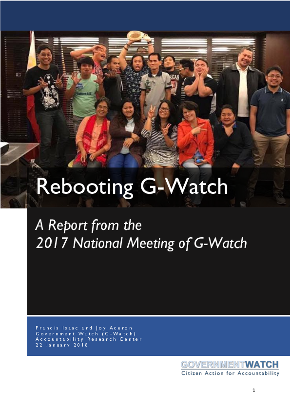 (PDF) Rebooting G-Watch: A Report from the 2017 National Meeting of G-Watch