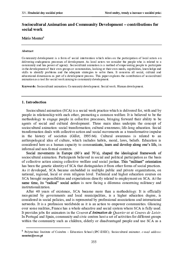 (PDF) Sociocultural Animation and Community Development contributions ...