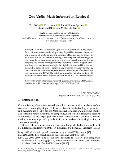 (PDF) Quo Vadis, Math Information Retrieval