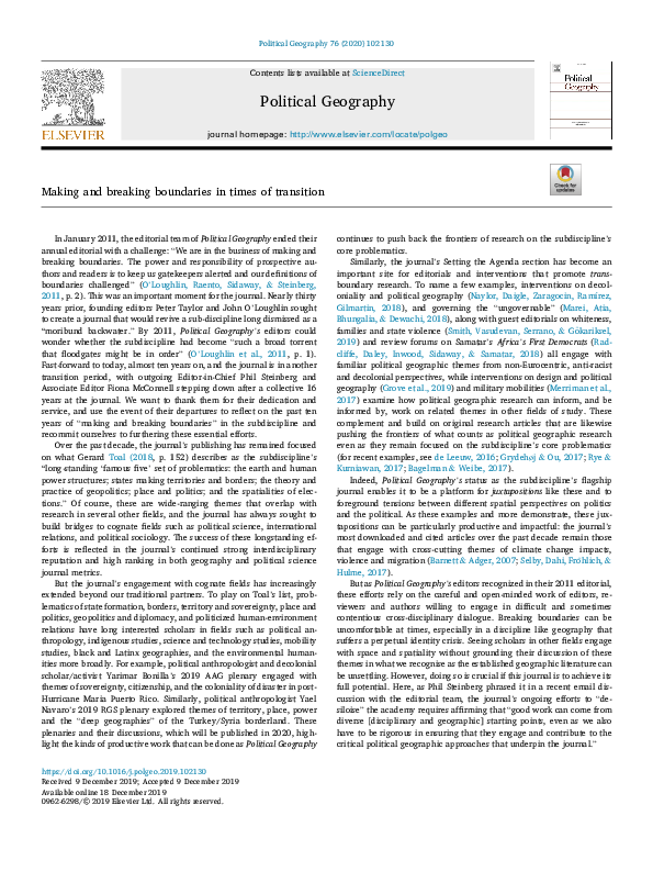 (PDF) Making and breaking boundaries in times of transition