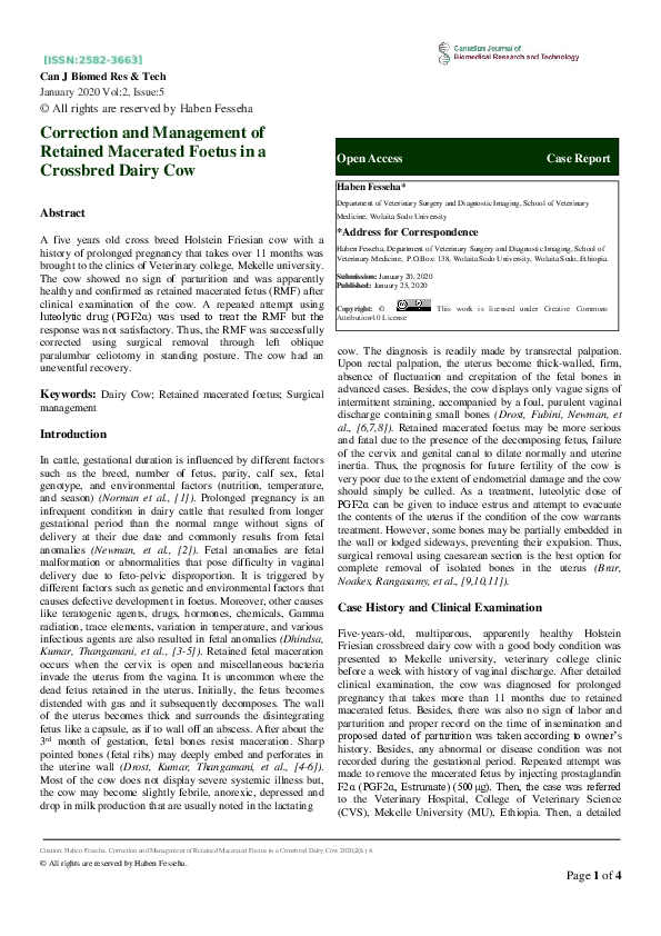 (PDF) Correction and Management of Retained Macerated Foetus in a ...