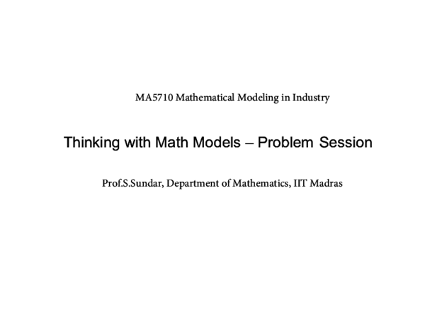 (PDF) Thinking with Math Models -Problem Session MA5710 Mathematical ...