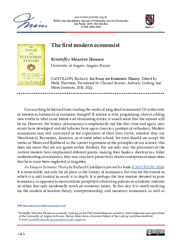 (PDF) The first modern economist