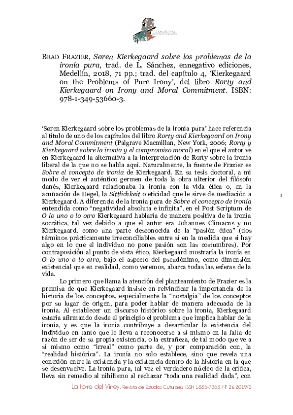 (PDF) A propósito de BRAD FRAZIER, "Søren Kierkegaard sobre los ...