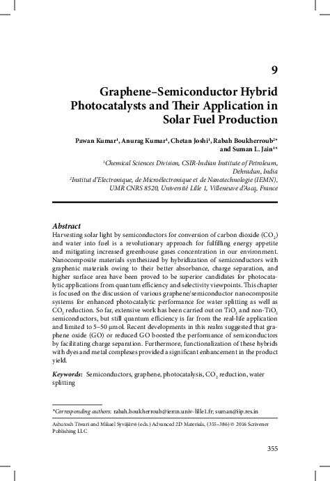 Pdf Graphene Semiconductor Hybrid Photocatalysts And Their Application In Solar Fuel Production