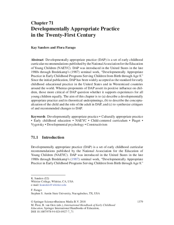 (PDF) Developmentally appropriate practice in the 21st century