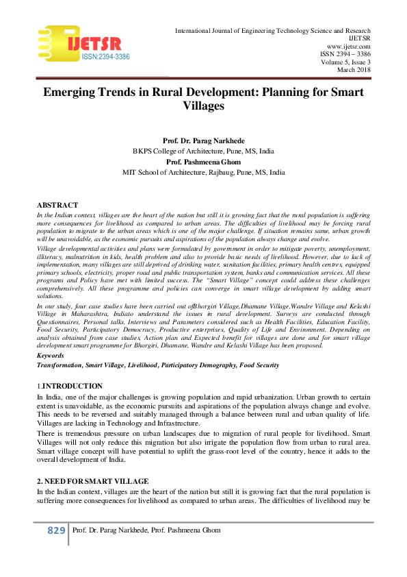 (PDF) Emerging Trends in Rural Development: Planning for Smart Villages