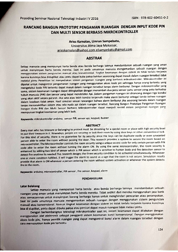 (PDF) Rancang bangun prototipe pengaman ruangan dengan input kode pin dan multi sensor20200128 ...