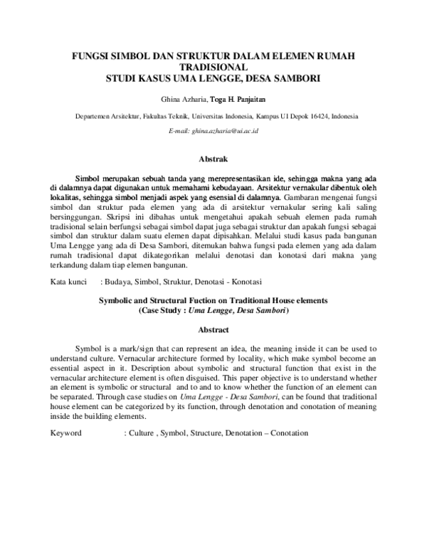 (PDF) FUNGSI SIMBOL DAN STRUKTUR DALAM ELEMEN RUMAH TRADISIONAL STUDI ...
