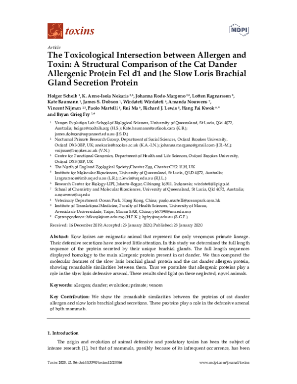 (PDF) The Toxicological Intersection between Allergen and Toxin: A ...