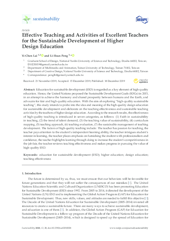 (PDF) Effective Teaching and Activities of Excellent Teachers for the ...