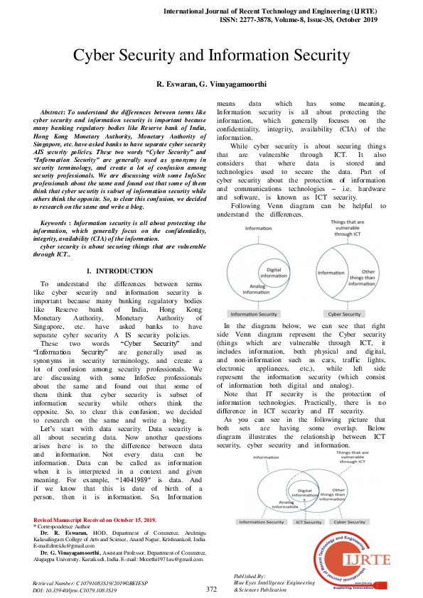 (PDF) Cyber Security and Information Security