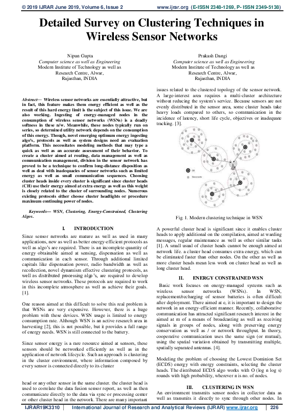 Pdf Detailed Survey On Clustering Techniques In Wireless Sensor Networks Nipun Gupta