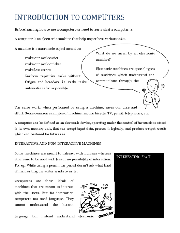 (DOC) . Introduction to Computers