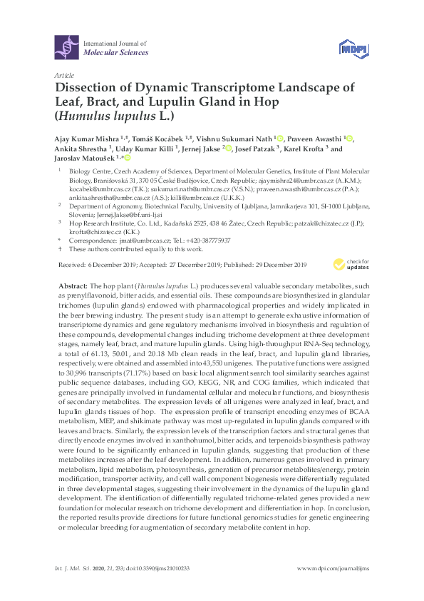 (PDF) Dissection of Dynamic Transcriptome Landscape of Leaf, Bract, and ...