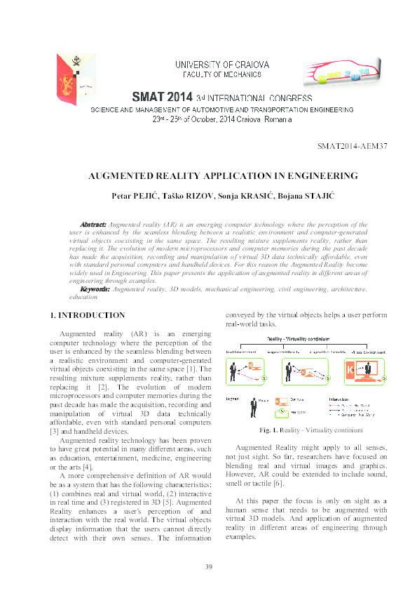 (PDF) Augmented Reality Application in Engineering