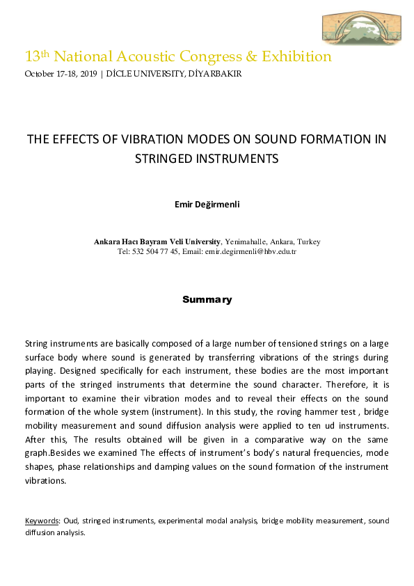 (PDF) THE EFFECTS OF VIBRATION MODES ON SOUND FORMATION IN STRINGED ...