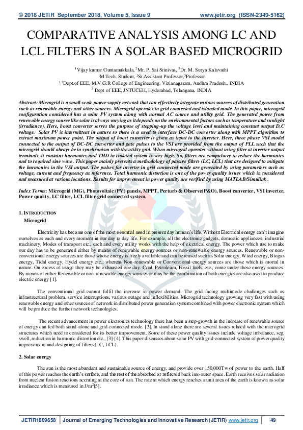 (PDF) COMPARATIVE ANALYSIS AMONG LC AND LCL FILTERS IN A SOLAR BASED ...