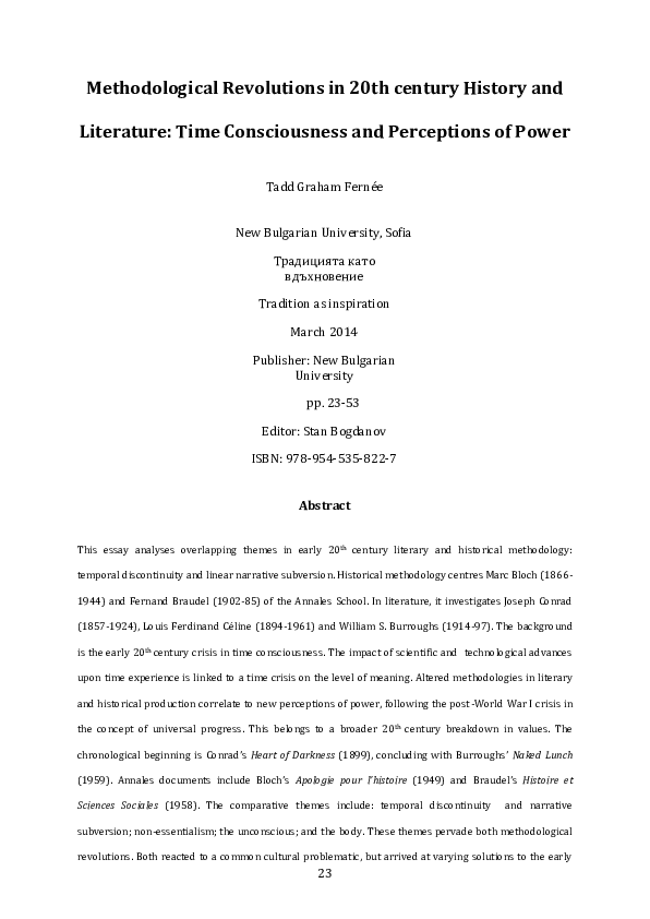 (DOC) Methodological Revolutions in 20th century History and Literature ...