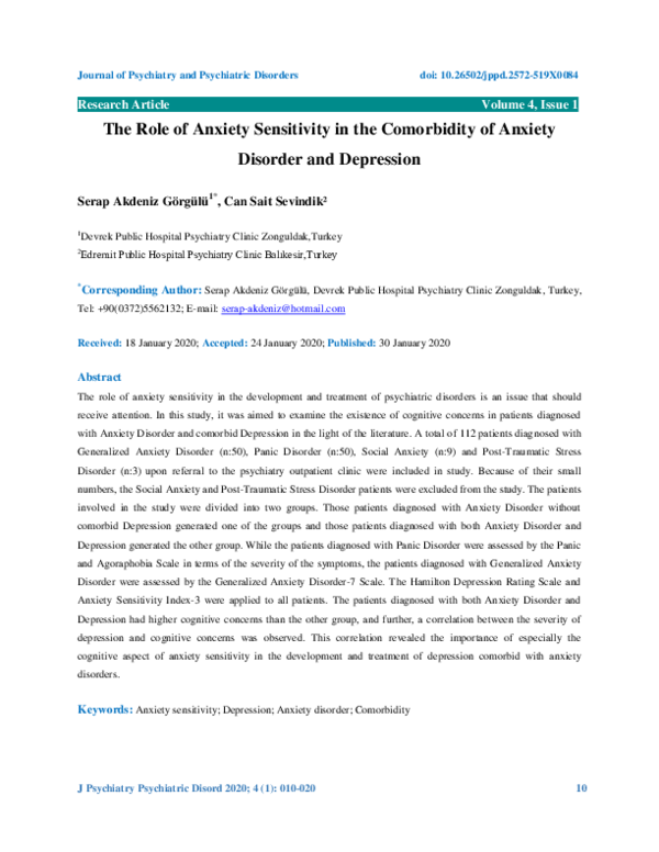 (PDF) The Role of Anxiety Sensitivity in the Comorbidity of Anxiety ...