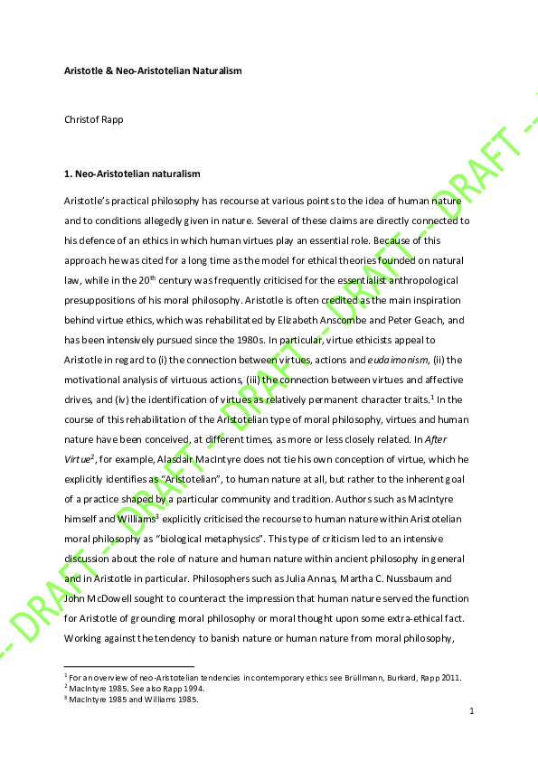 (PDF) Aristotle & Neo-Aristotelian Naturalism | Christof Rapp ...