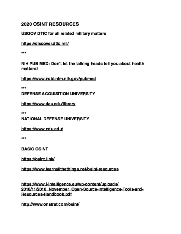 (PDF) Some OSINT Resources for 2020